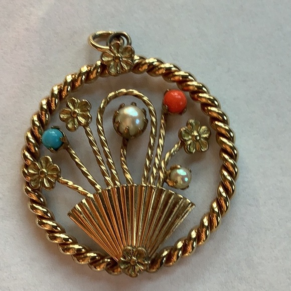 Winard | Jewelry | Vintage Winard 2kgf Flower Basket Pendant Signed ...